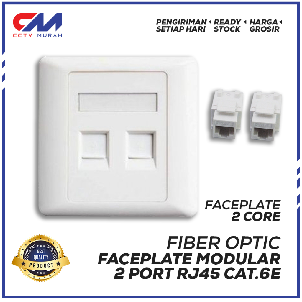 Jual FACE PLATE LAN RJ45 AEVISION WALL PLATE 2 PORT+2*MODULAR CAT 6E ...
