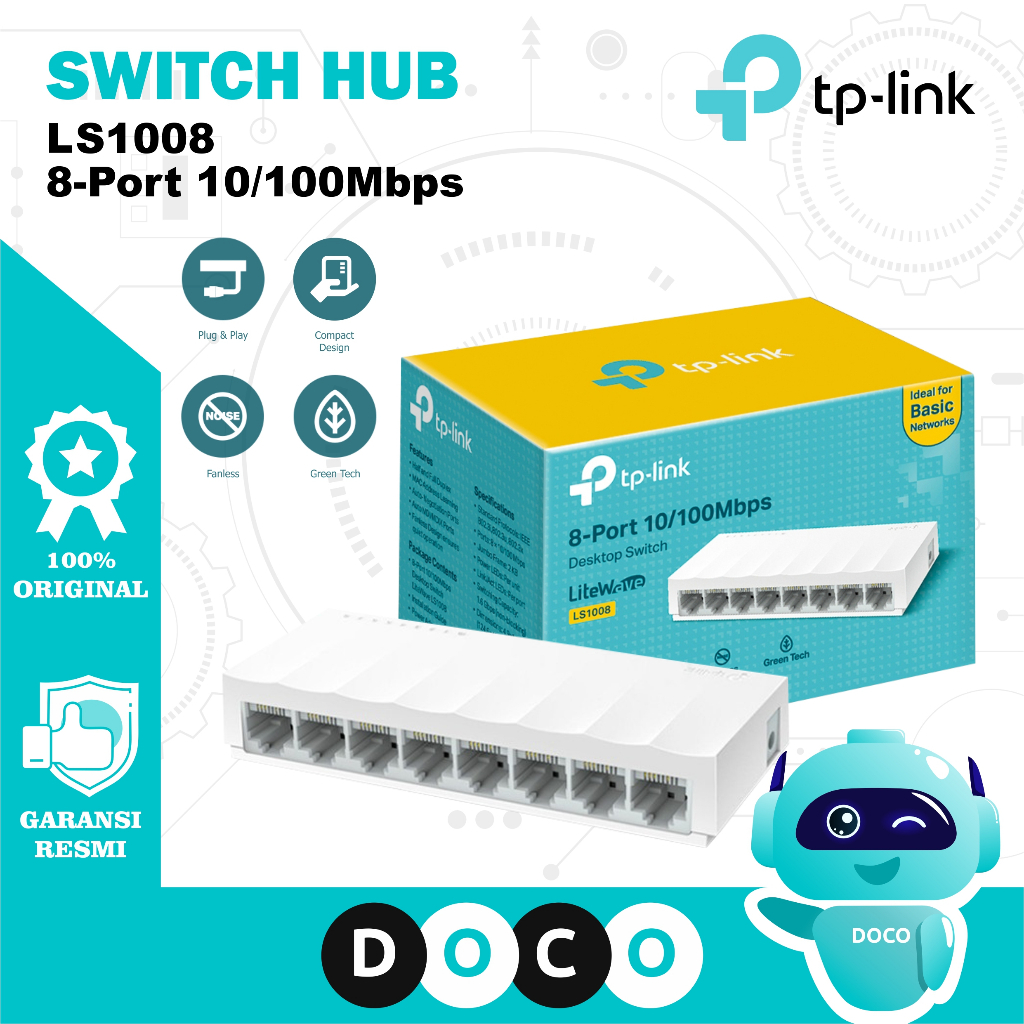 Jual TP-LINK Switch Hub LS1008 LS 1008 8-Port 10/100Mbps Unmanaged ...