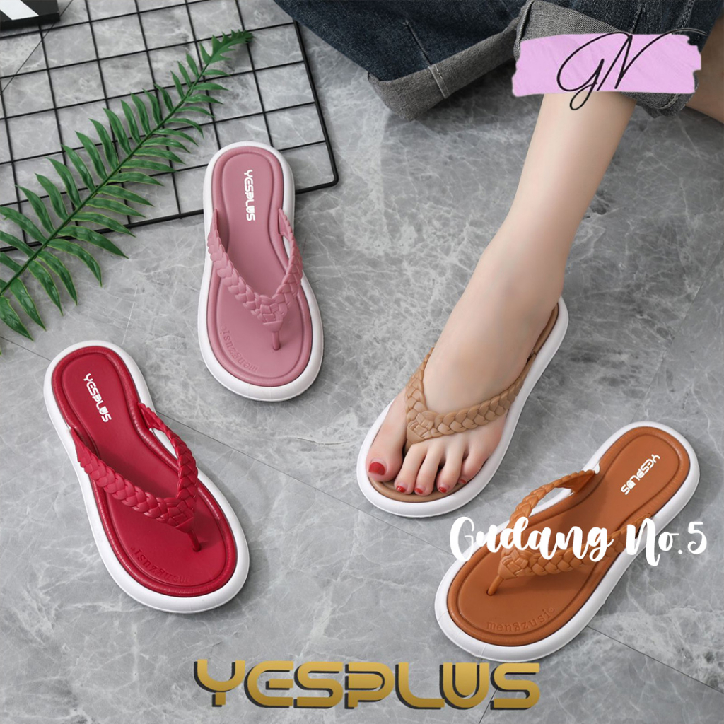 Jual GN-2288 Sandal Jepit Jelly Wanita Model Tali Kepang Import PCU ...