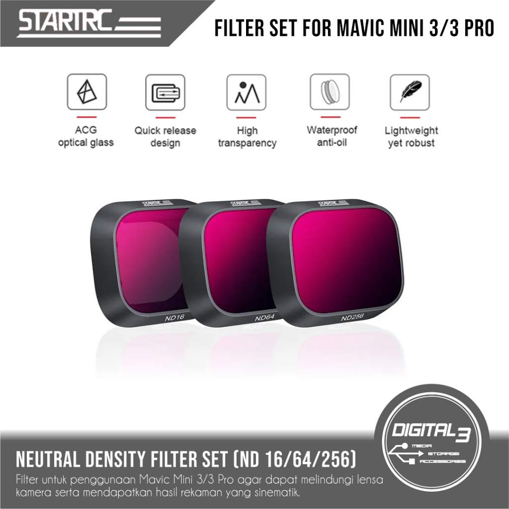 Jual STARTRC ND Filter Set Lens DJI Mini 3/3 PRO (ND16 ND64 ND256 ...