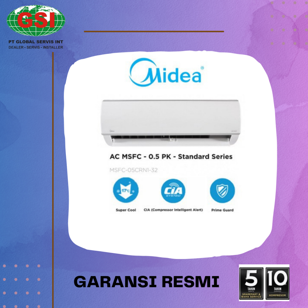 Jual AC MIDEA 1/2 PK STANDART MSFC-05 CRN1 UNIT ONLY (INDOOR & OUTDOOR ...
