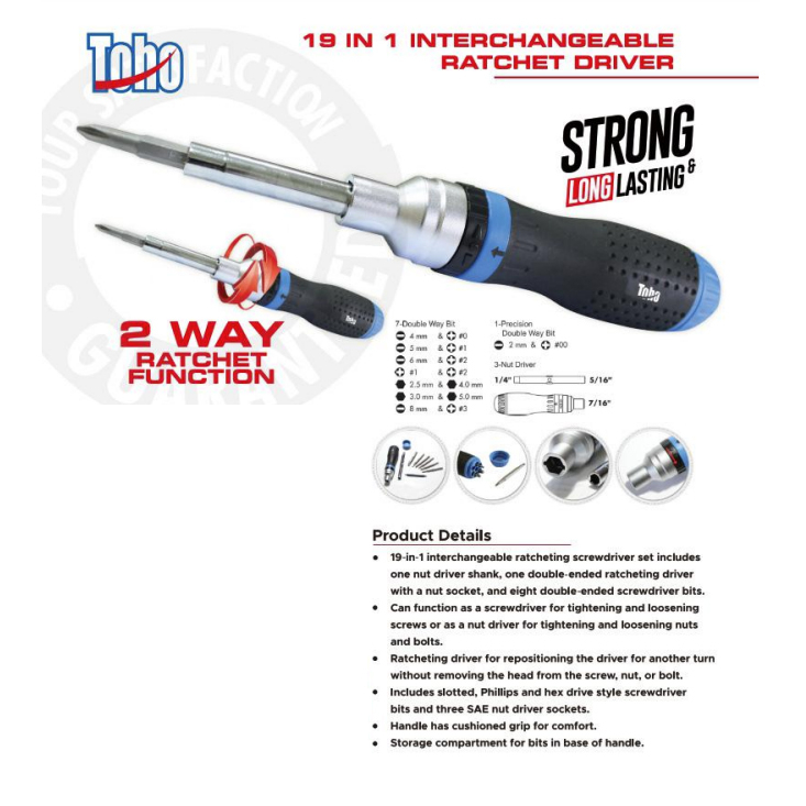 Jual Obeng Ratchet Set 19 in 1 Interchangeable Toho | Shopee Indonesia