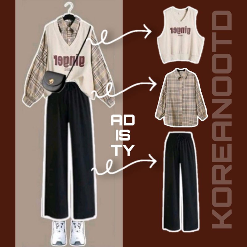 Jual One Set Outfit Korea wanita, outfit ulzzang, ootd Korea wanita ...