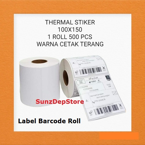 Jual Kertas Thermal Label Sticker 100x150MM isi 500pcs Label Thermal Barcode Roll A6 | Shopee ...