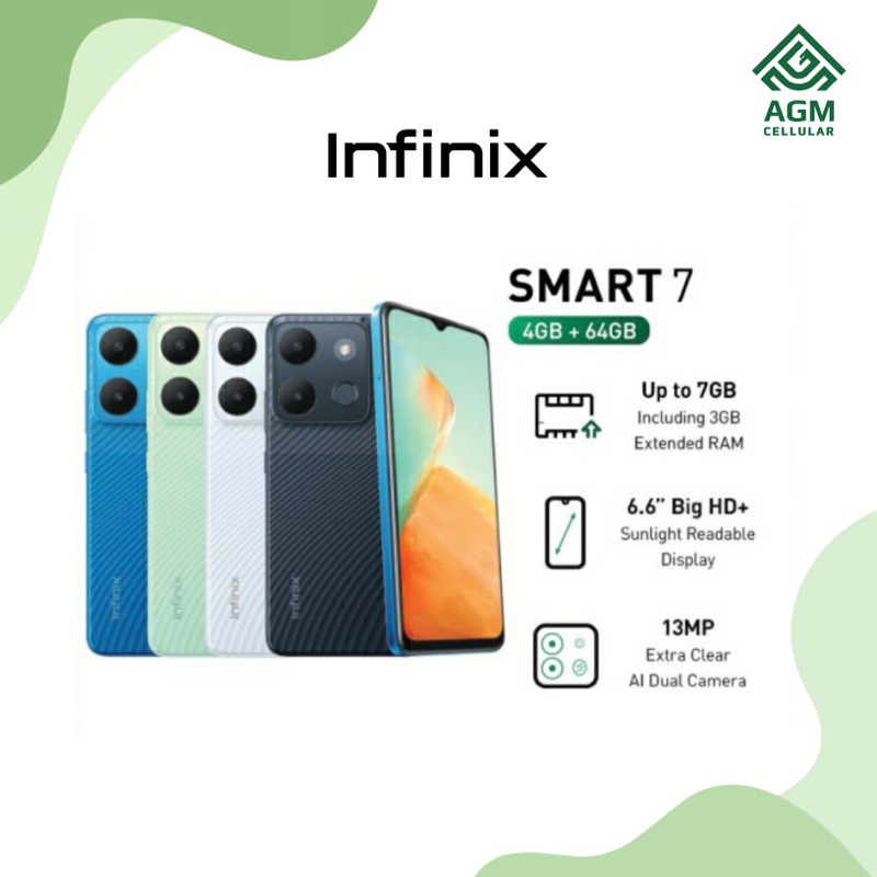 Jual HANDPHONE INFINIX SMART 7 RAM 4GB/64GB | 3GB/64GB (Polar Black ...