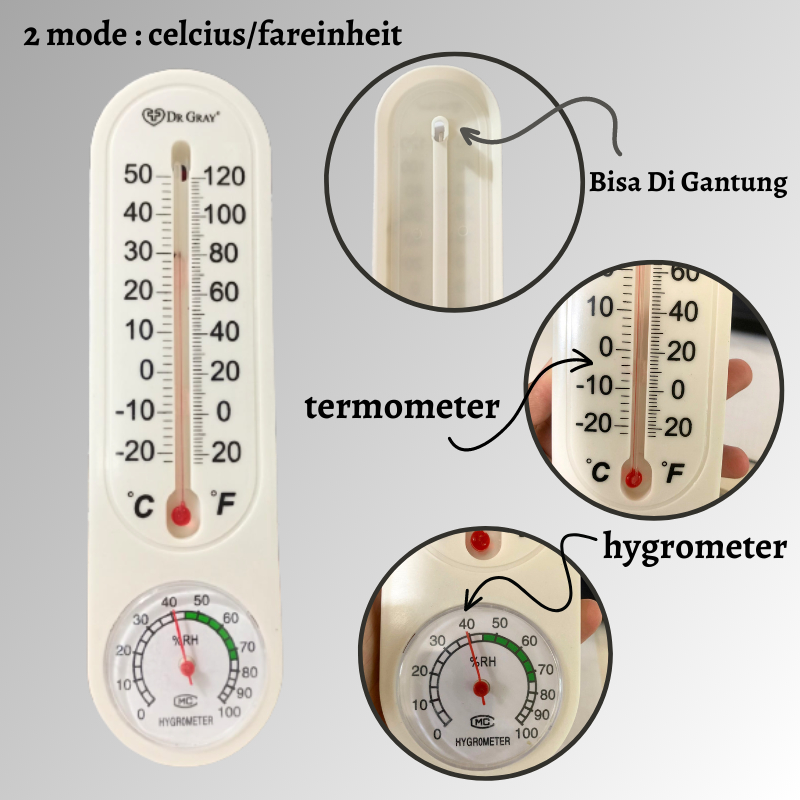 Jual Termometer Higrometer dinding Alat pengukur suhu ruangan ...