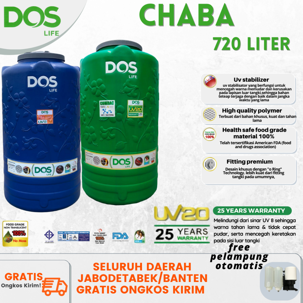 Jual DOS - Chaba Water Tank 720 Liter Toren Air Tandon Air Tanki Air ...
