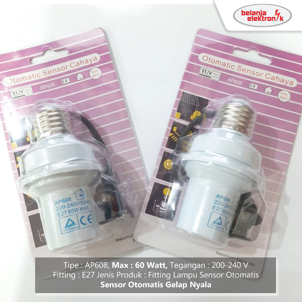 Jual Fitting Lampu Sensor Otomatis Gelap Nyala AP 608 (Sensor Cahaya ...