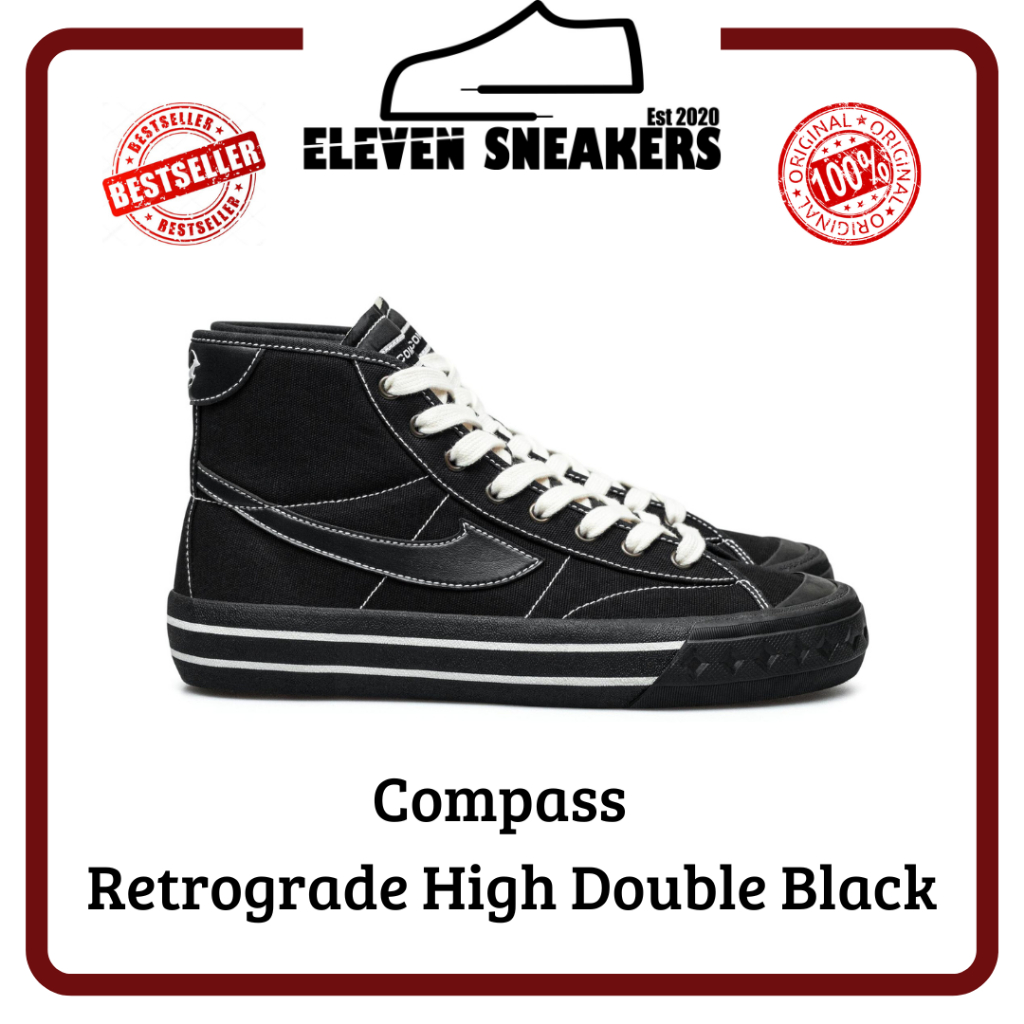 Jual Sepatu Compass Retrograde High Double Black | Shopee Indonesia