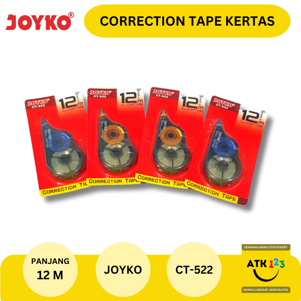 Jual JOYKO Correction Tape / Stipo Kertas Joyko CT-522 Black / CT522 ...