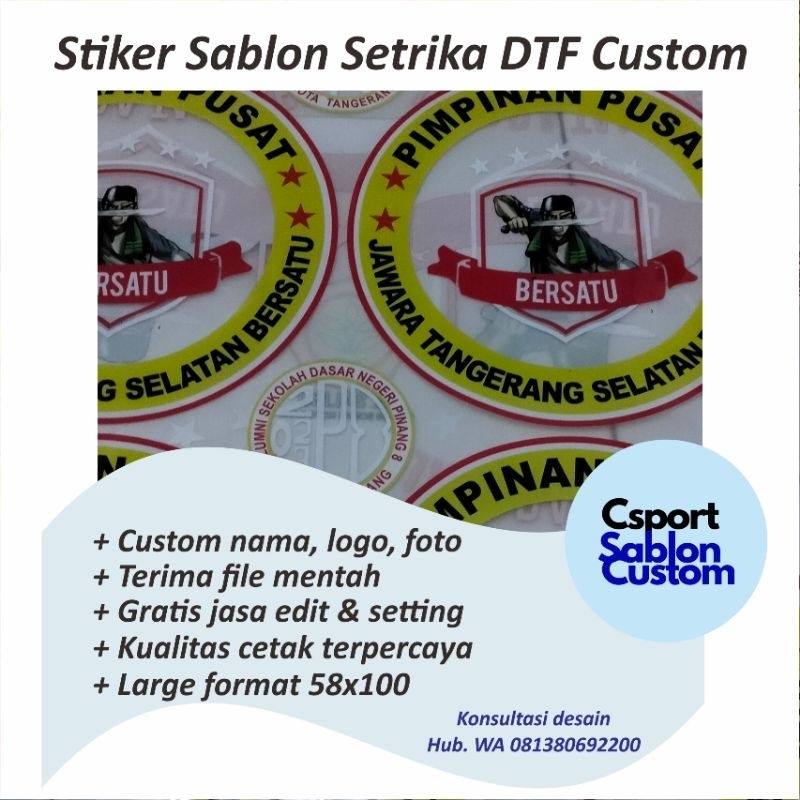 Jual CUSTOM Stiker Patch Emblem Sablon Setrika DTF Murah | Sablon Nama ...