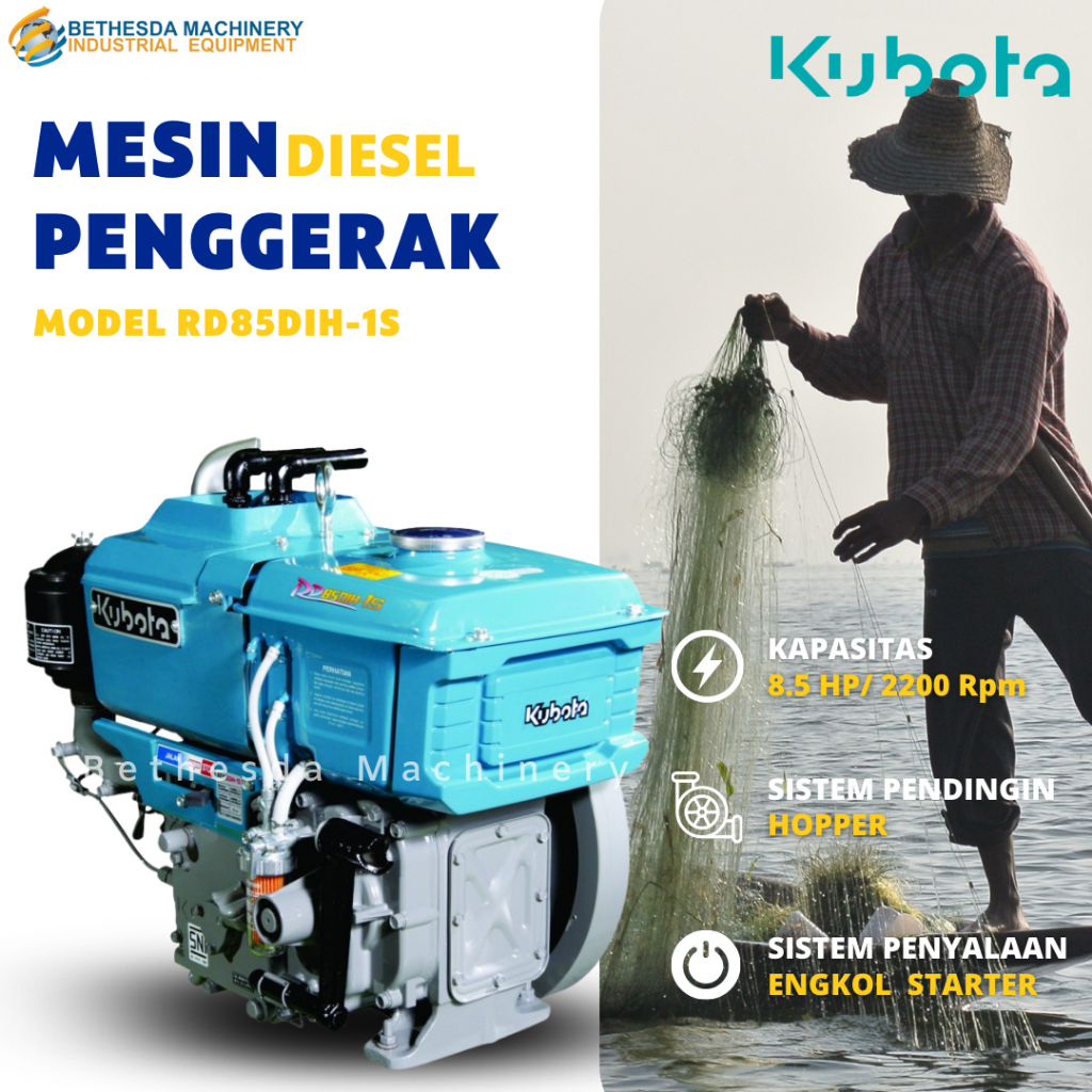 Jual Mesin Penggerak / Diesel Engine 8.5 PK / 8.5HP KUBOTA RD 85 DIH-1S ...