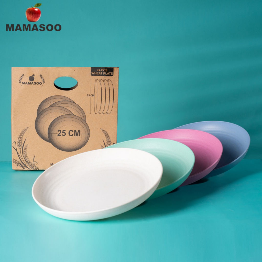 Jual MAMASOO Piring Makan Saji Bahan Wheat Straw Ukuran 23 & 25 Cm ...