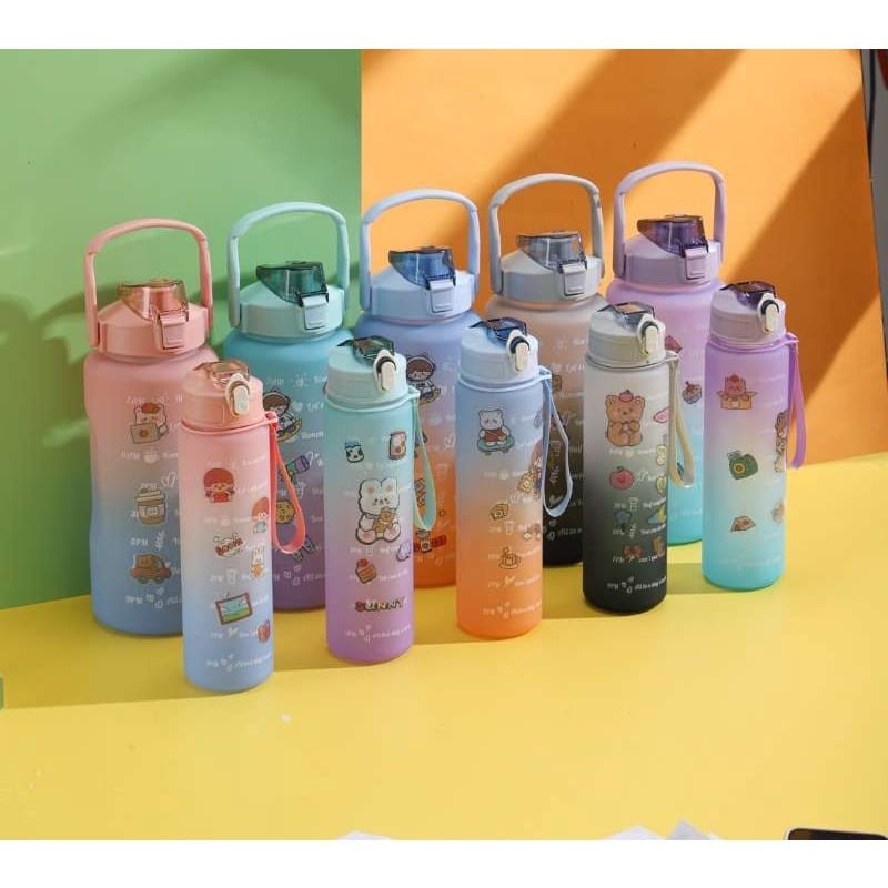 Jual Botol Minum Motivasi Rainbow Viral 2 in 1 Free Sticker 2D BM226 ...