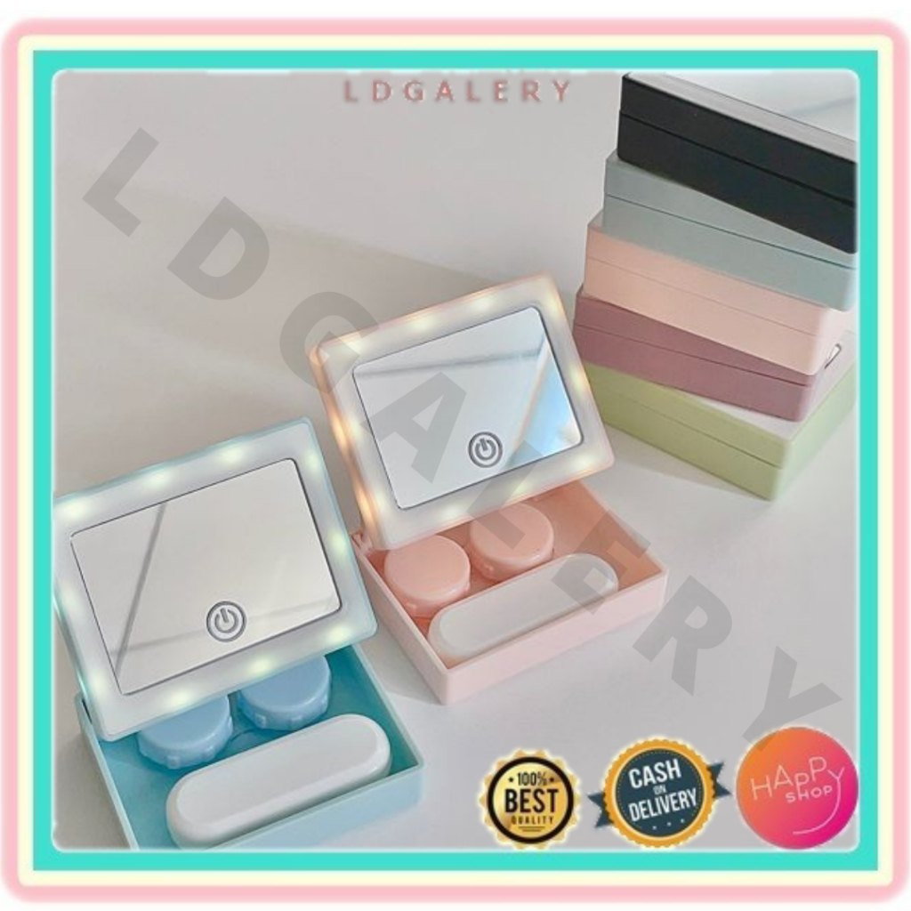 Jual LDG CL10 Case Lensa Kotak Dengan Cermin dan Lampu LED Aesthetic ...