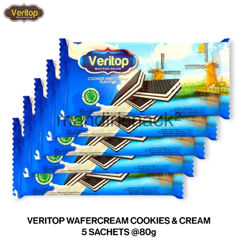 Jual VERITOP WAFERCREAM COOKIES & CREAM. WAFER KRIM VANILLA | Shopee ...