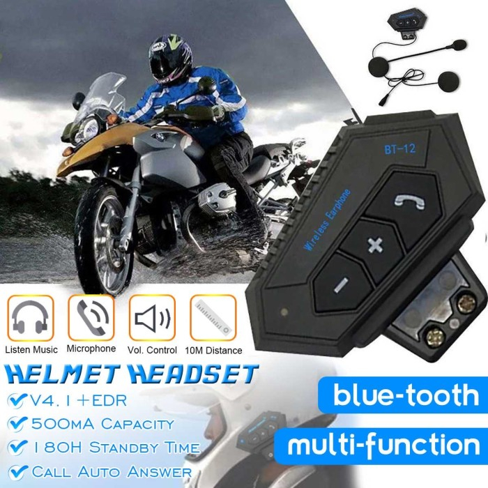 Jual BT12 HEADSET HELM BLUETOOTH 5.0 WIRELESS MIRIP INTERCOM BT12 ...