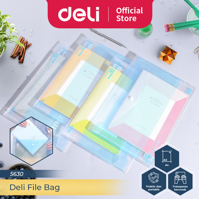 Jual Deli File Bag / Map Plastik Kancing / Tas Map Plastik A4 Anti Air ...