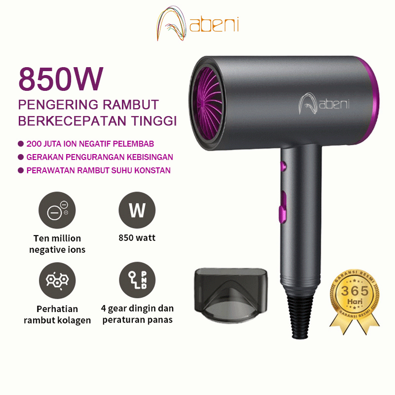 Jual Abeni Hair Dryer ion negatif Pengering Rambut 850W Kecepatan ...