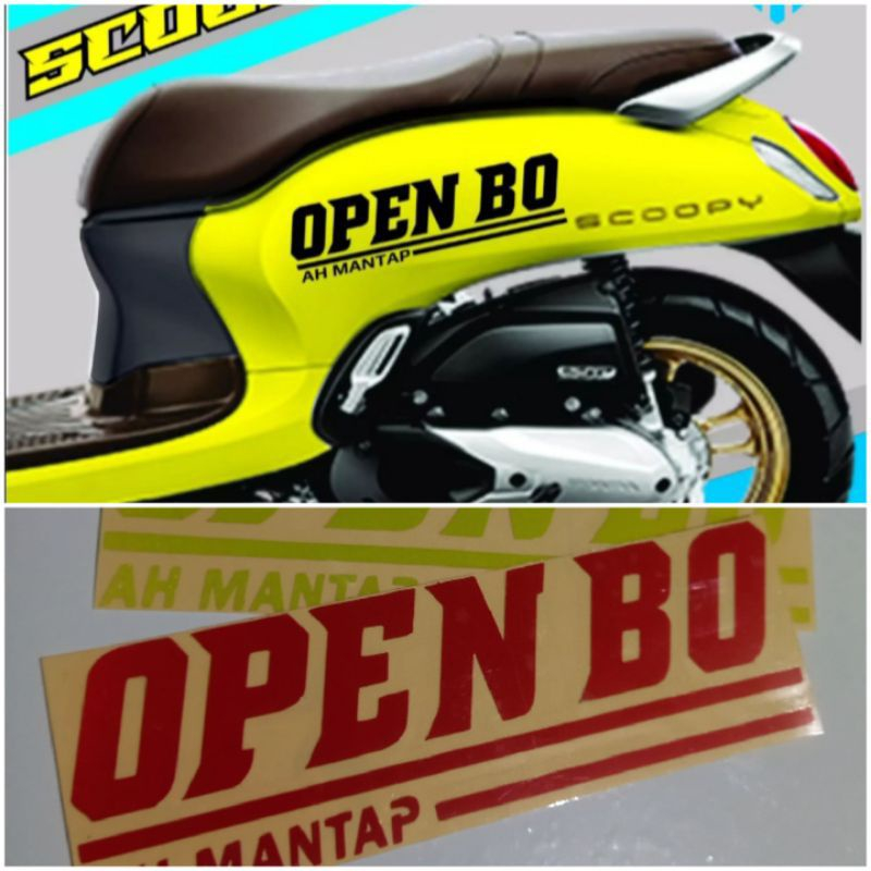 Jual stiker body motor OPEN BO 30x10cm cutting reflektive sheet menyala ...