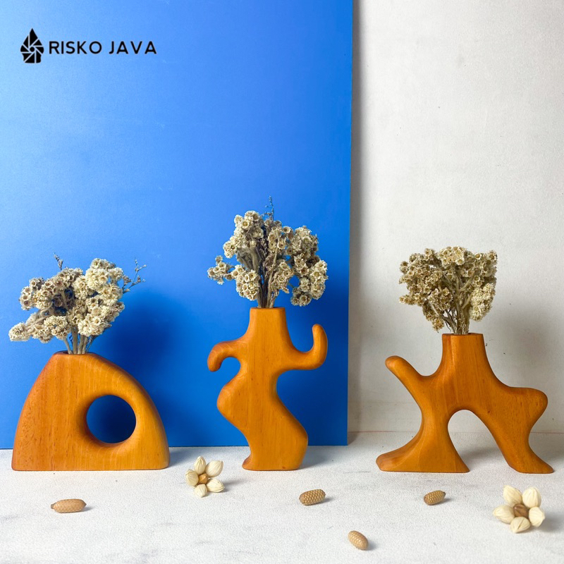 Jual RISKO JAVA - Vas Bunga Scandinavian Kayu Mahoni / Hiasan Meja ...