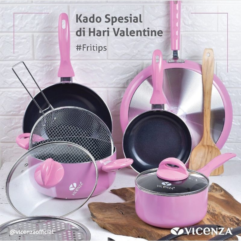 Jual Vicenza Panci Set V712 Merah/Pink/Ungu | Shopee Indonesia