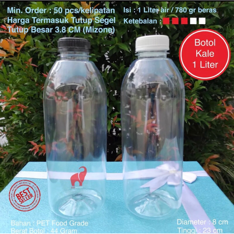 Jual Botol Kale Plastik 1 Liter 1000 ml 1000ml / Botol Jus / Botol Kopi ...