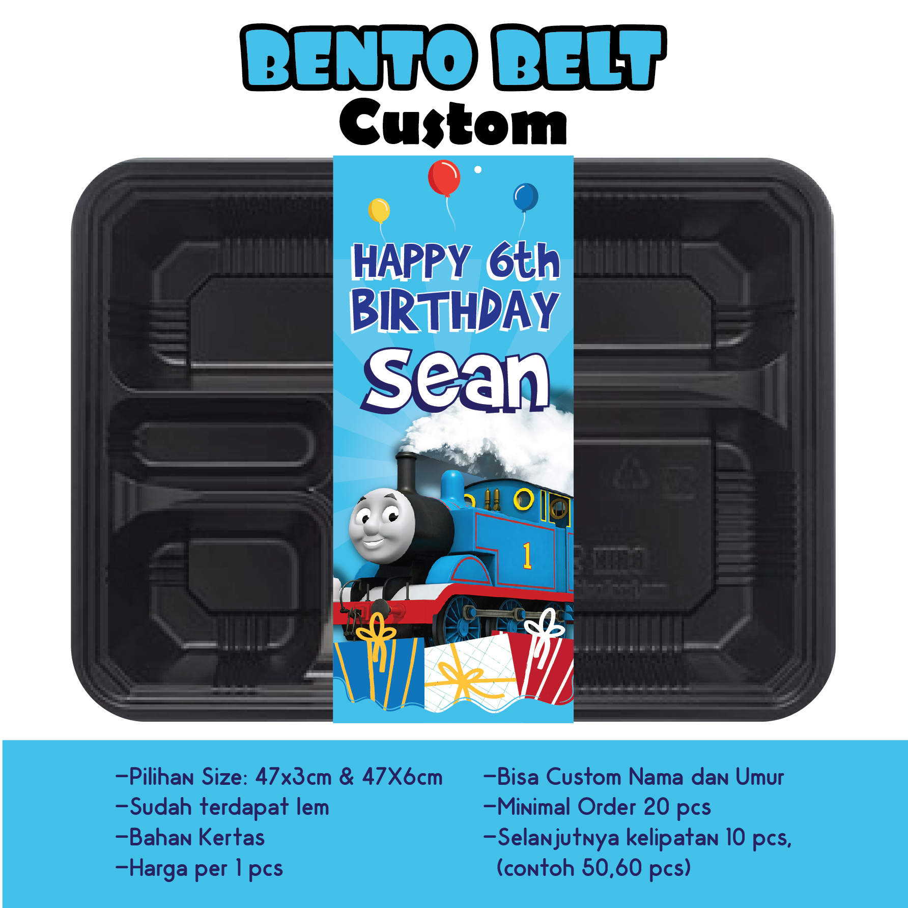 Jual PAPER BELT THOMAS BENTO BELT CUSTOM NAMA ULANG TAHUN HAPPY ...