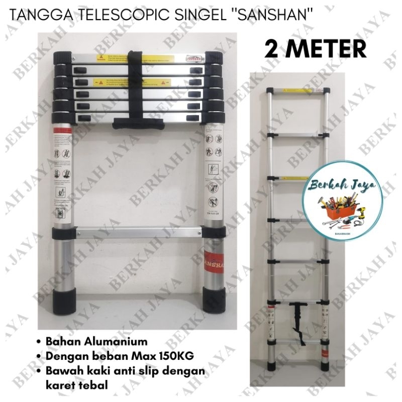 Jual Tangga Lipat Aluminium Teleskopik 2 M Single Telescopic Ladder 2 ...