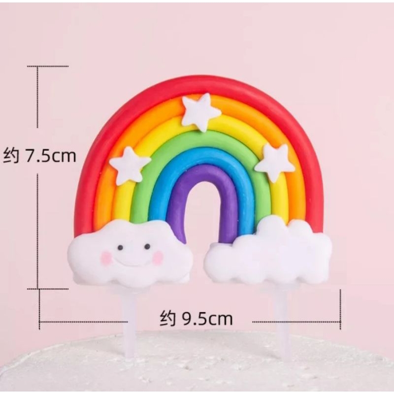 Jual Cake topper hiasan kue clay pelangi rainbow awan | Shopee Indonesia