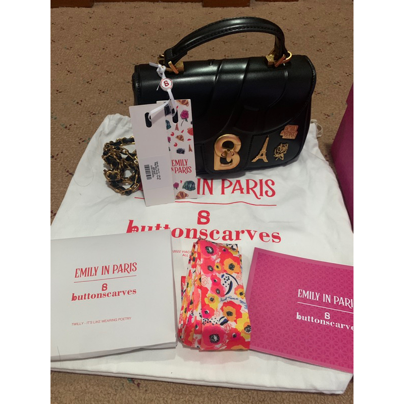 Jual buttonscarves emily alma flap bag black (small) | Shopee Indonesia