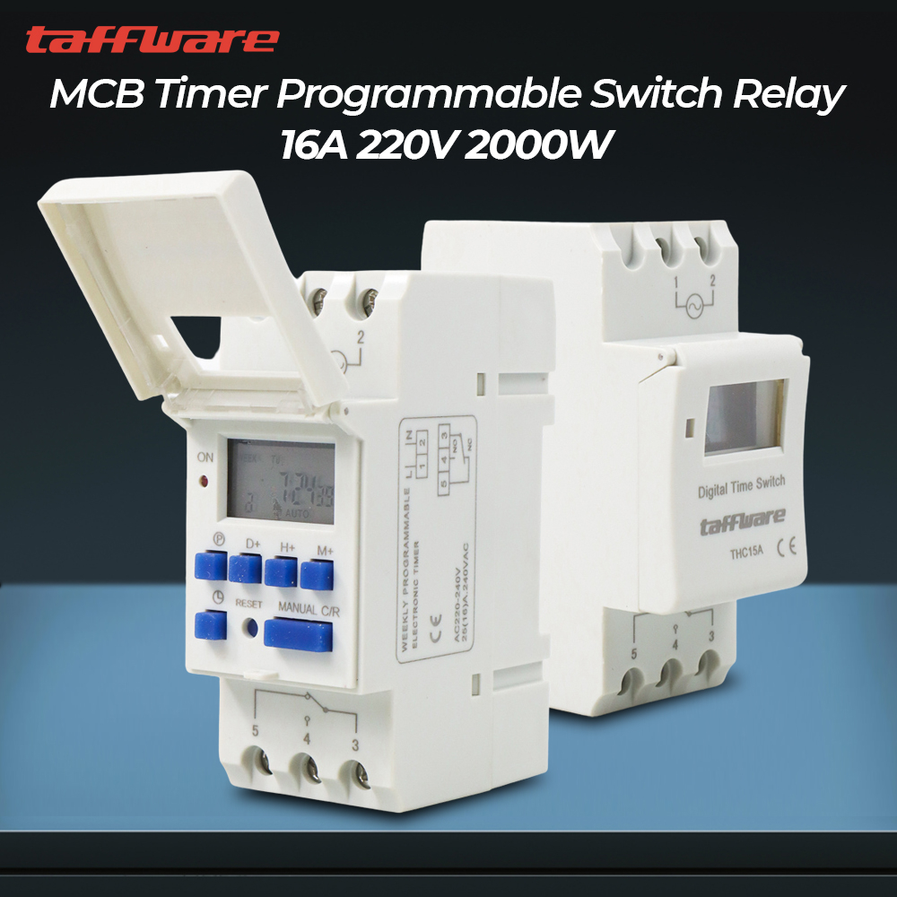 Jual MCB Timer Programmable Switch Relay 16A 220V 2000W - THC15A ...