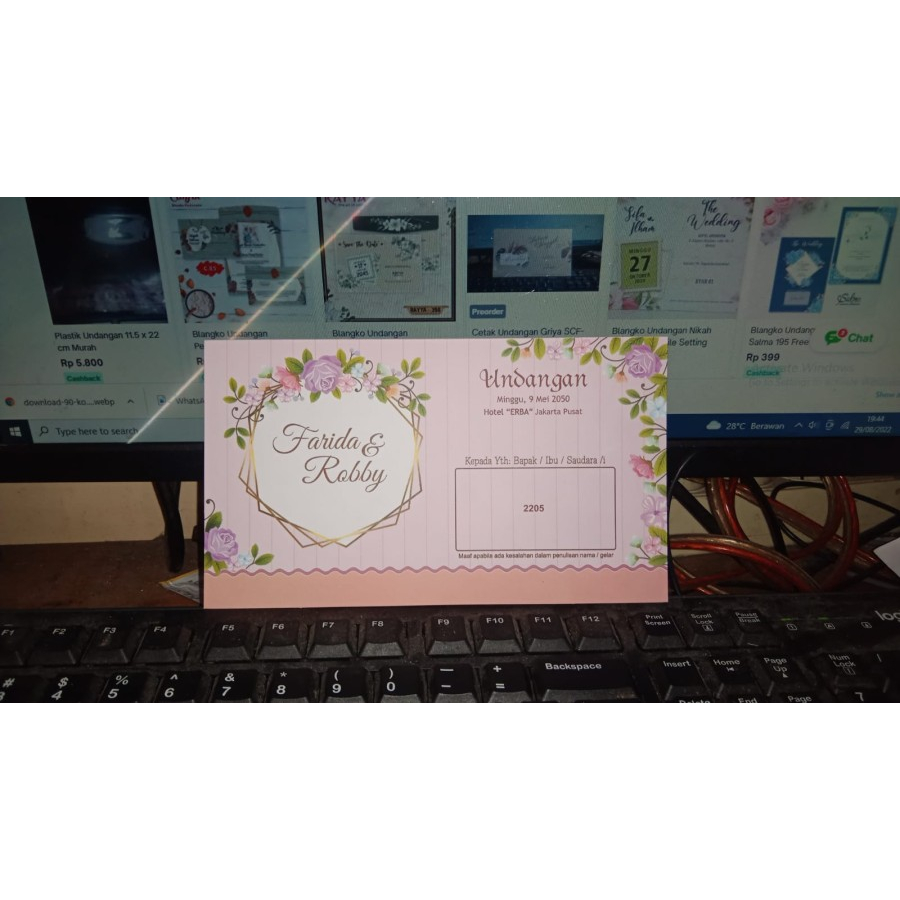Jual Undangan Blangko ERBA 2205 Free Plastik + file setting | Shopee ...