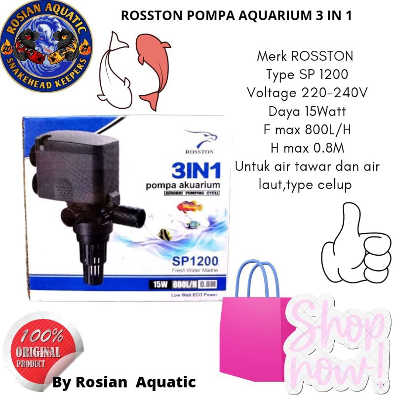 Jual Mesin Pompa Aquarium Roston Aquascape Rosston sp 1200 | Shopee ...