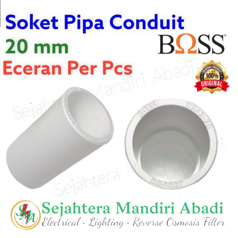 Jual Soket Pipa Listrik 20mm Boss Conduit Soket Konduit Putih Eceran ...
