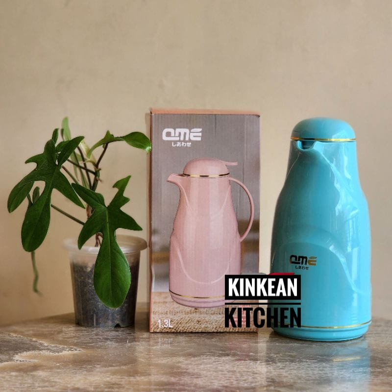 Jual QME 1300ML TERMOS AIR PANAS BAHAN KACA LUAR PLASTIK WATER JUG 1.3 ...