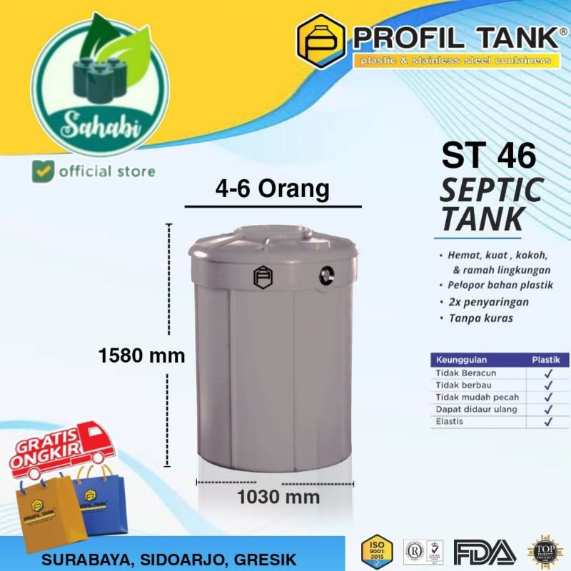 Jual Profil Tank Septic Tank / Bio Septic Tank ST 46 volume 1300 Liter ...