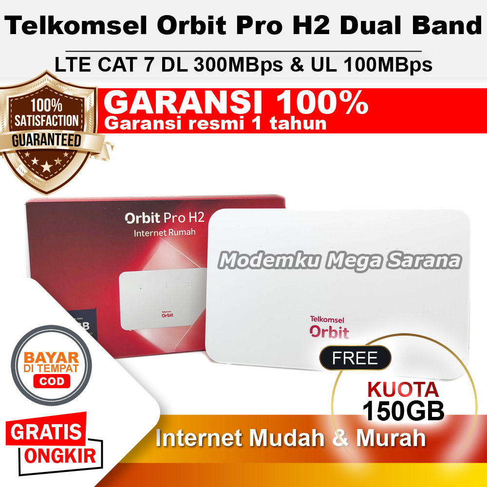 Jual Telkomsel Orbit Pro H2 Modem WiFi LTE CAT7 4G Router Dual Band Huawei B530-936 | Shopee ...