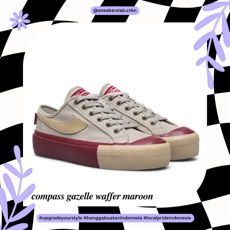 Jual COMPASS GAZELLE LOW WAFER MAROON | Shopee Indonesia