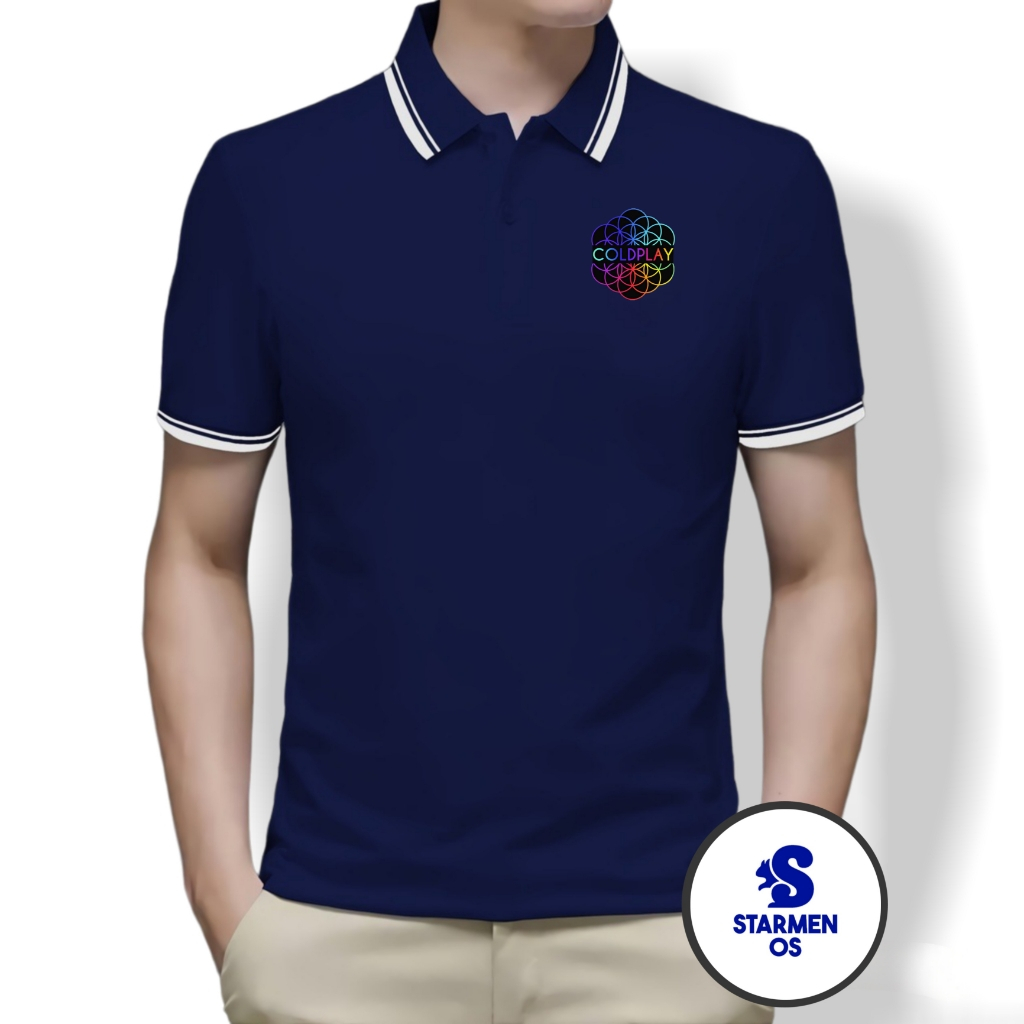 Jual Kaos Polo Shirt Pria Kerah List Putih Logo COLDPLAY A | Shopee ...