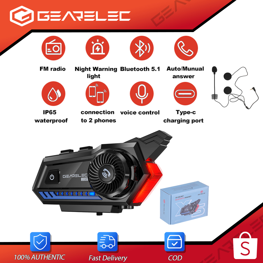 Jual GEARELEC X5 Bluetooth Sepeda Motor Helm Headset Hands Free Call BT ...