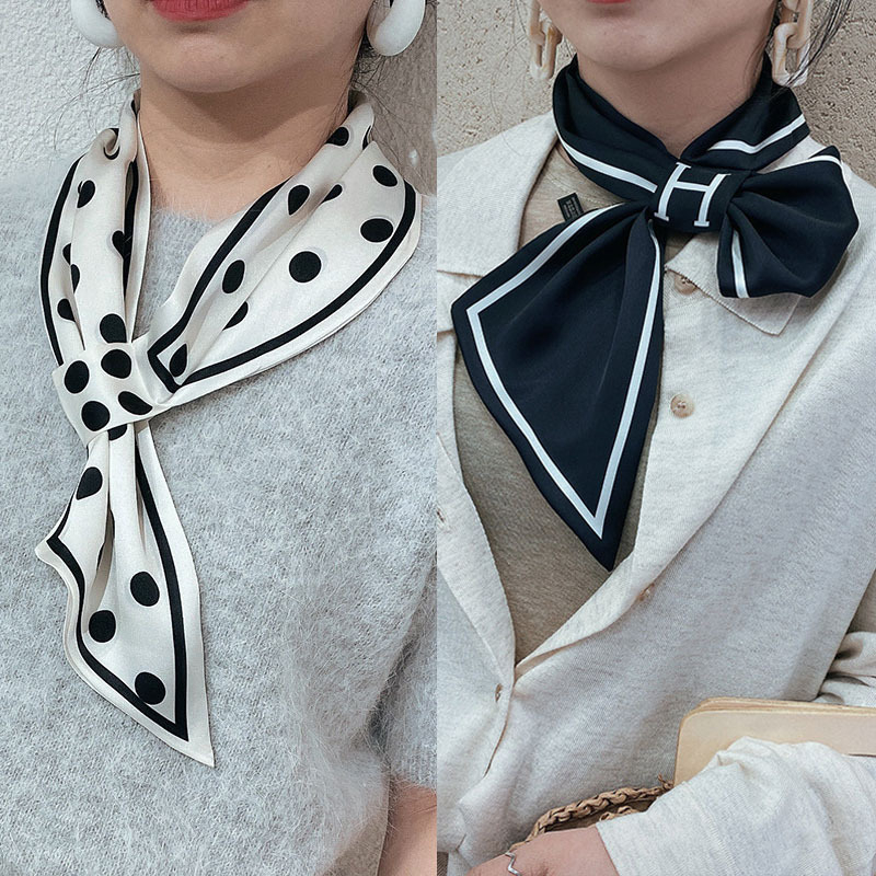 Jual Syal sutra motif dot gelombang baru Korea Selatan gaya asing mode ...