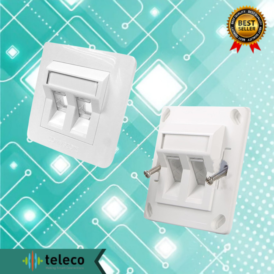 Jual Faceplate Kit Dual Port 2 Hole RJ45 RJ11 Modular Jack AMP ...