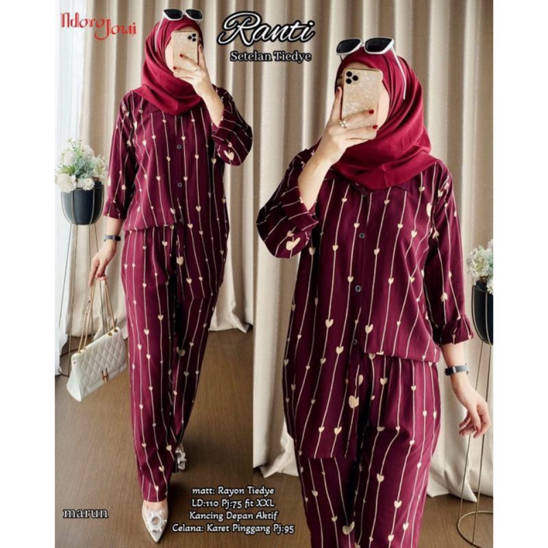 Jual ONE SET WANITA SALUR LOVE// SETELAN RAYON LENGAN PANJANG KEKINIAN ...