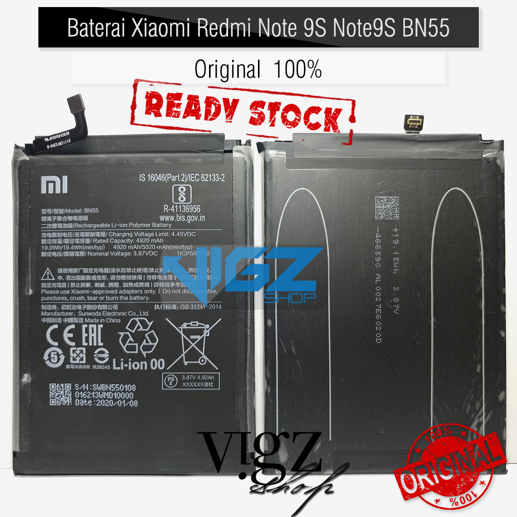 Jual Baterai Xiaomi Redmi Note 9S Note9S BN55 Original 100% | Shopee ...