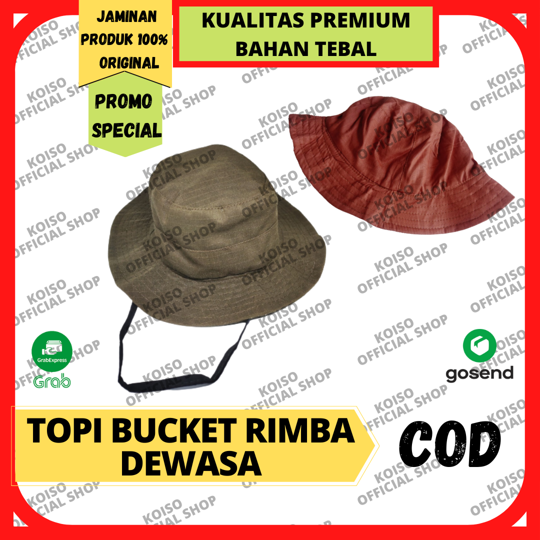 Jual KOISO Topi Bucket Rimba Dewasa Bertali/ Rimba Hat / Topi Hiking ...