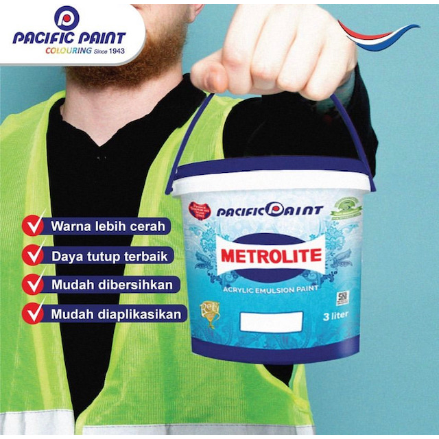 Jual METROLITE CAT TEMBOK PUTIH KEBIRUAN 3 KG / CAT AIR METROLITE ...