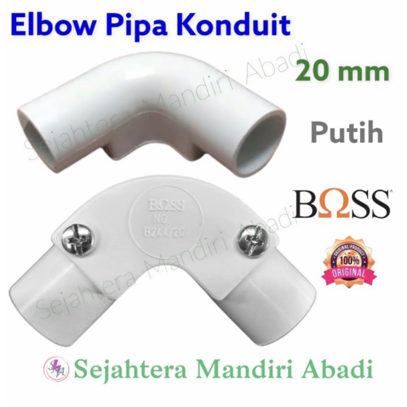 Jual Elbow Pipa Listrik 20mm Boss Putih Knee Conduit Konduit | Shopee ...