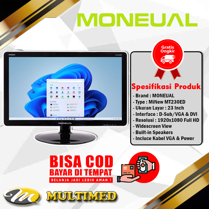 Jual Layar Monitor LED 23 Inch Wide Screen Full HD Built-In Speaker ...