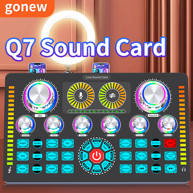 Jual Gonew Q7 Sound Card Audio Bluetooth Live Mixer Sound Card Mixing ...